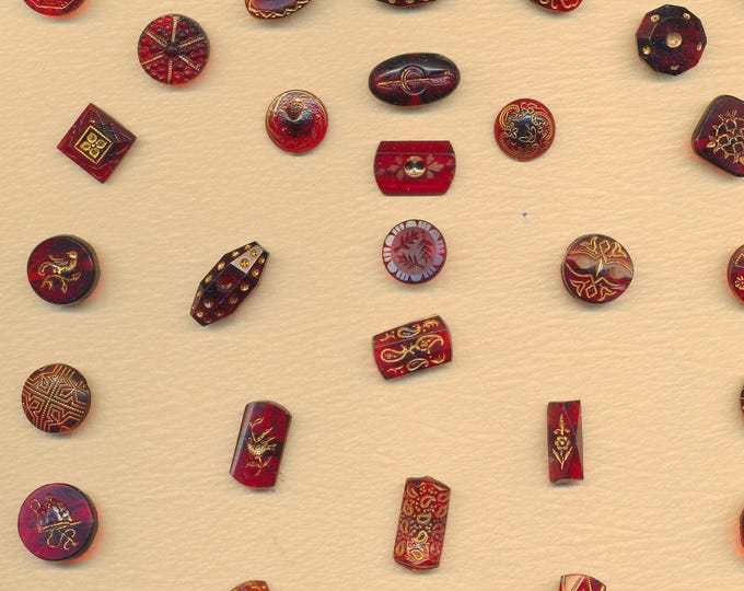 Antique Victorian Ruby Red Glass Buttons Card of 47 Ca. 1880's - Etsy