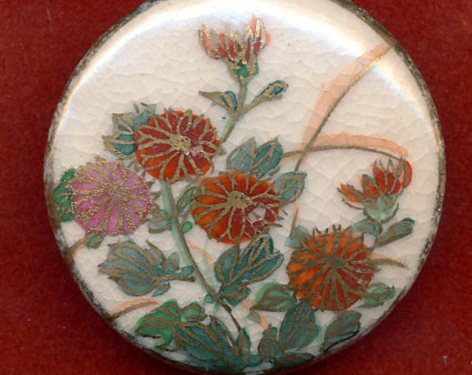 Antique Vintage Satsuma Button Red Flower 1 Older Flatter - Etsy