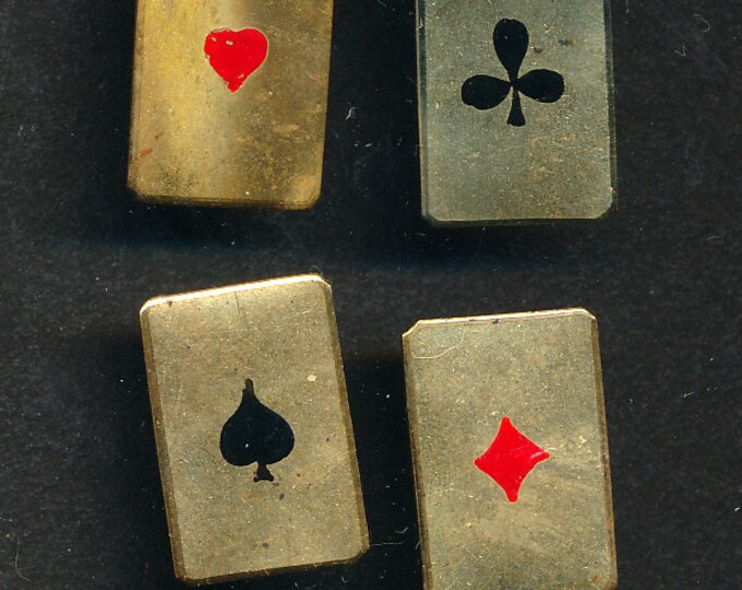 Vintage Playing Card Buttons Set of 4 Metal - Etsy