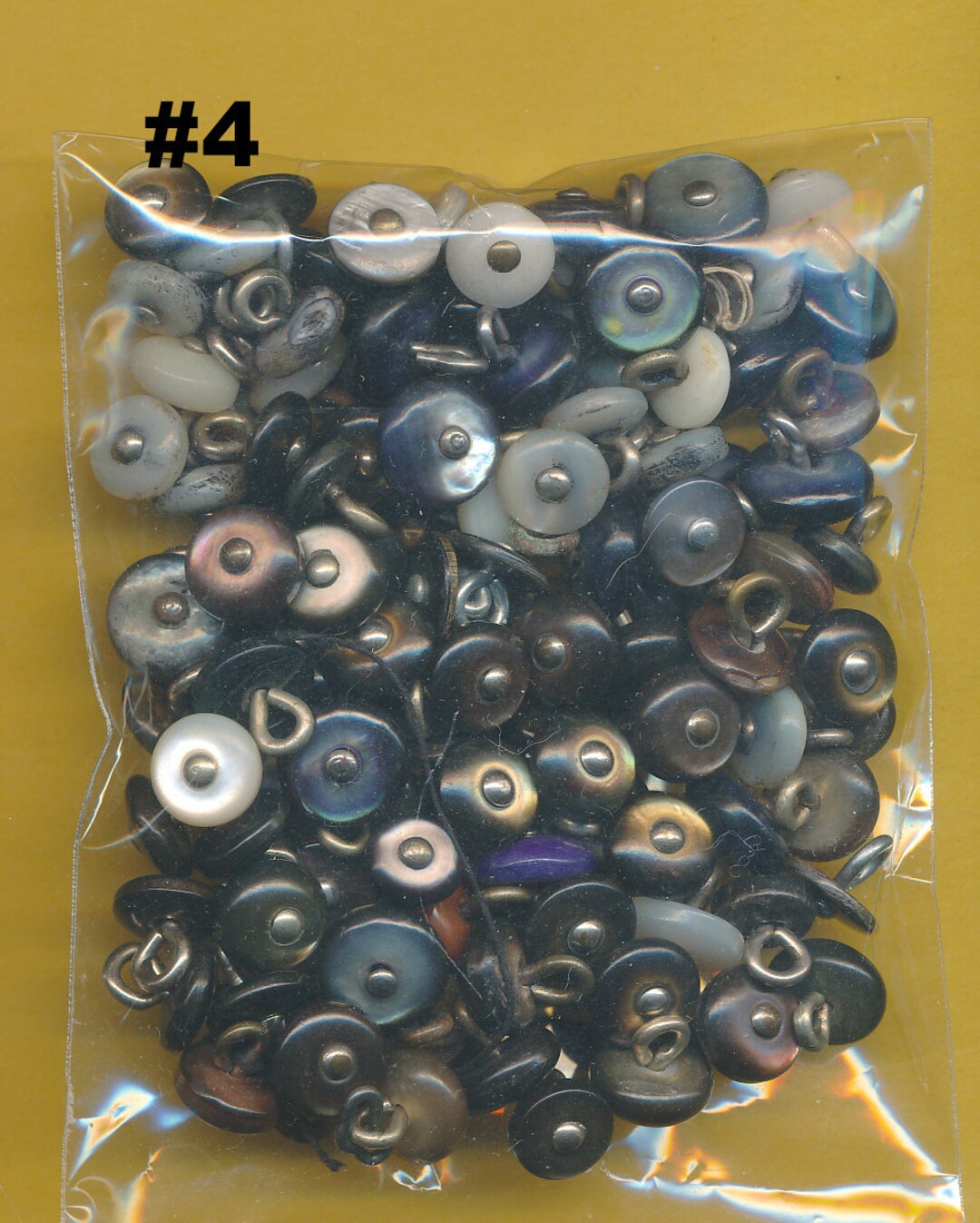 Antique Shoe Buttons Lot4 Great for Crafting Pearl Shell Pin Shanks ...