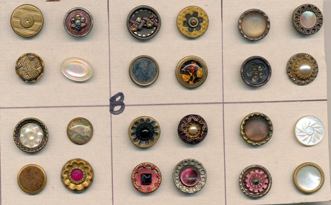 Antique Victorian Waistcoat Vest Jewel Buttons 24- Lot#b - Ca. 1870's ...