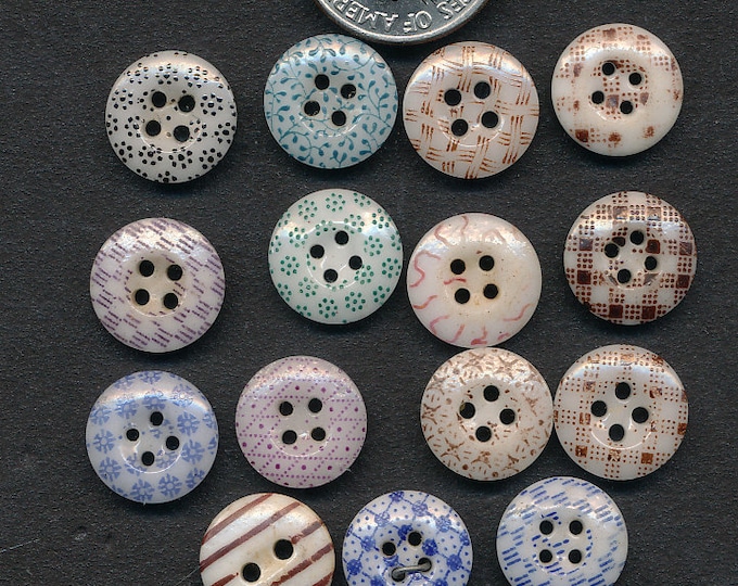 Antique China Calico Buttons -lot #C - 15 Buttons Ca. 1870's - Etsy