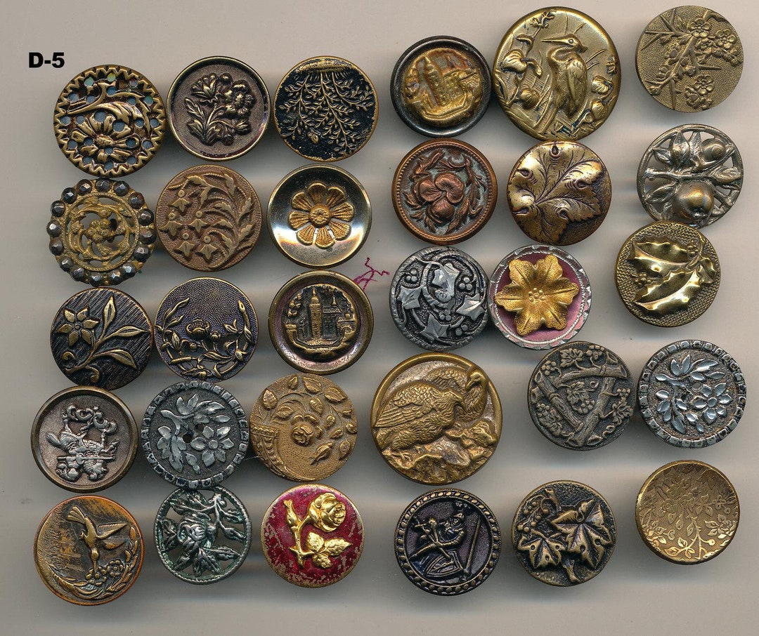 Small Antique Metal Picture Buttons Lotd-5 30 Buttons Ca. 1880's ...