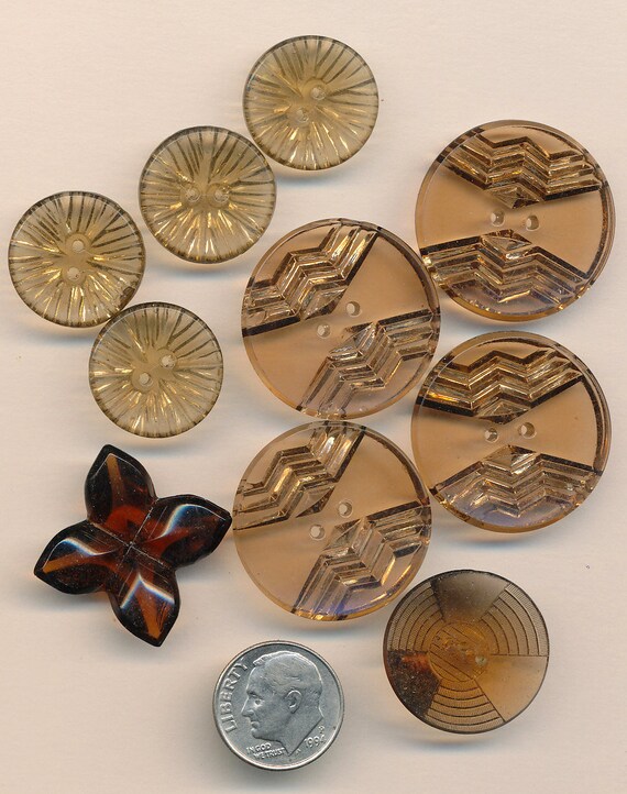 Antique Vintage Transparent Topaz Glass Buttons Lot of 10 - Etsy