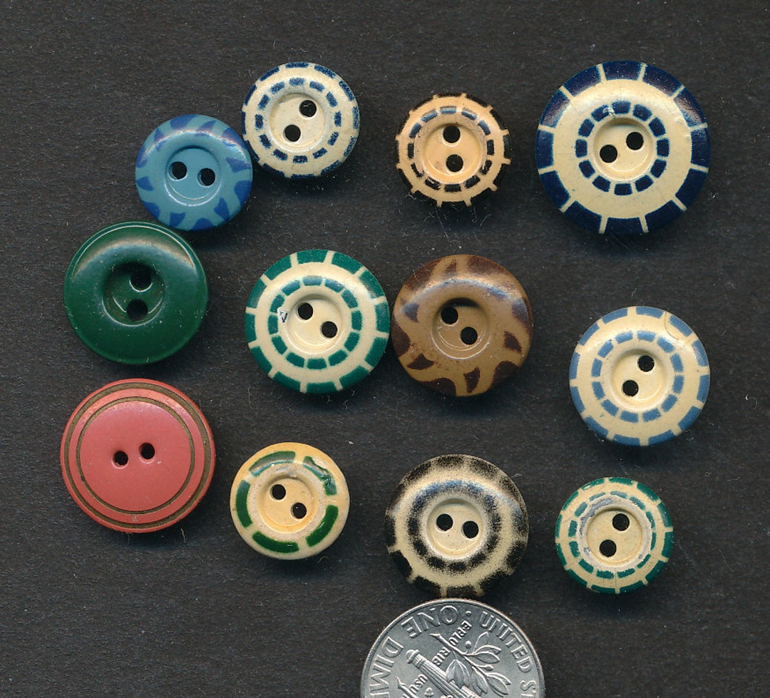 Vintage Antique Aluminum Stencil Buttons Lot 1 Lot of 12 Assorted ...