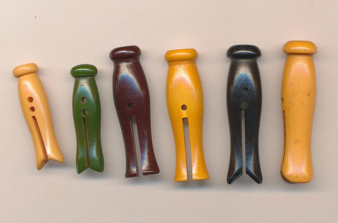 Antique Vintage Bakelite Clothespin Buttons - Lot of 6 Ca. 1930's - Etsy