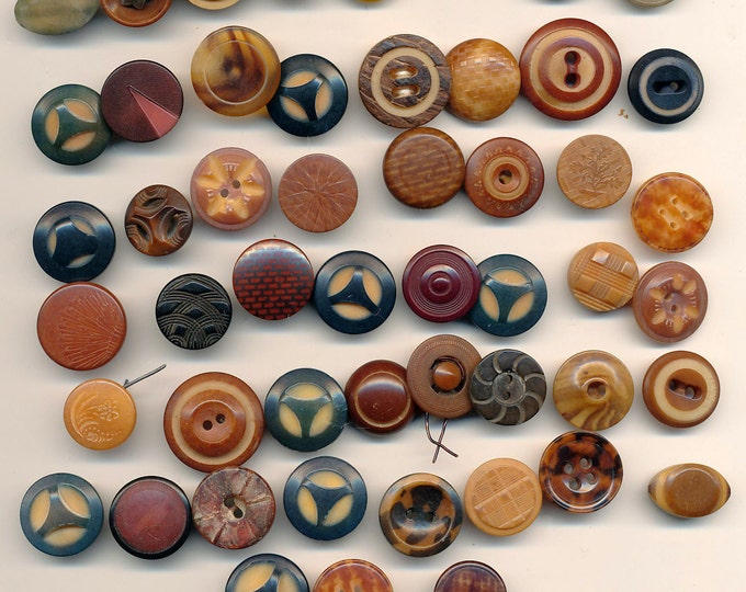 PRICE REDUCED Antique Vintage Tagua Nut Buttons Lot #5 - 50 Carved Dyed ...