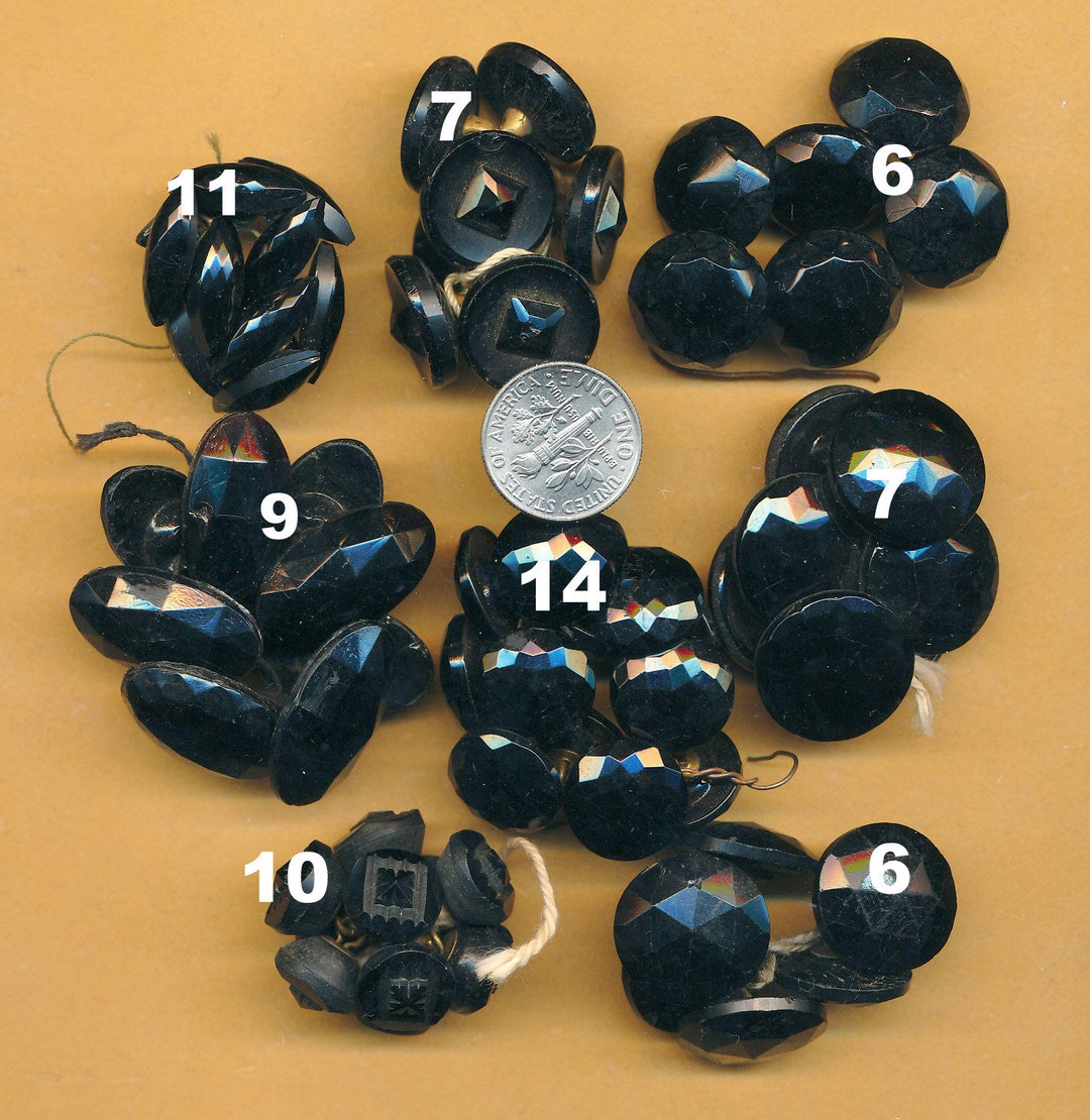 Antique Victorian Black Glass Buttons 8 Sets Total 70 Buttons Ca. 1880 ...