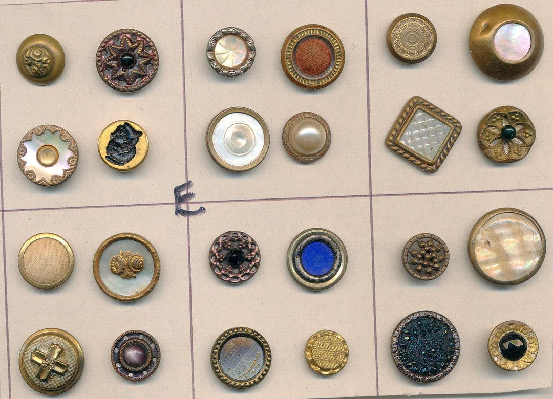Antique Victorian Waistcoat Vest Jewel Buttons 24- Lot#e - Ca. 1870's ...