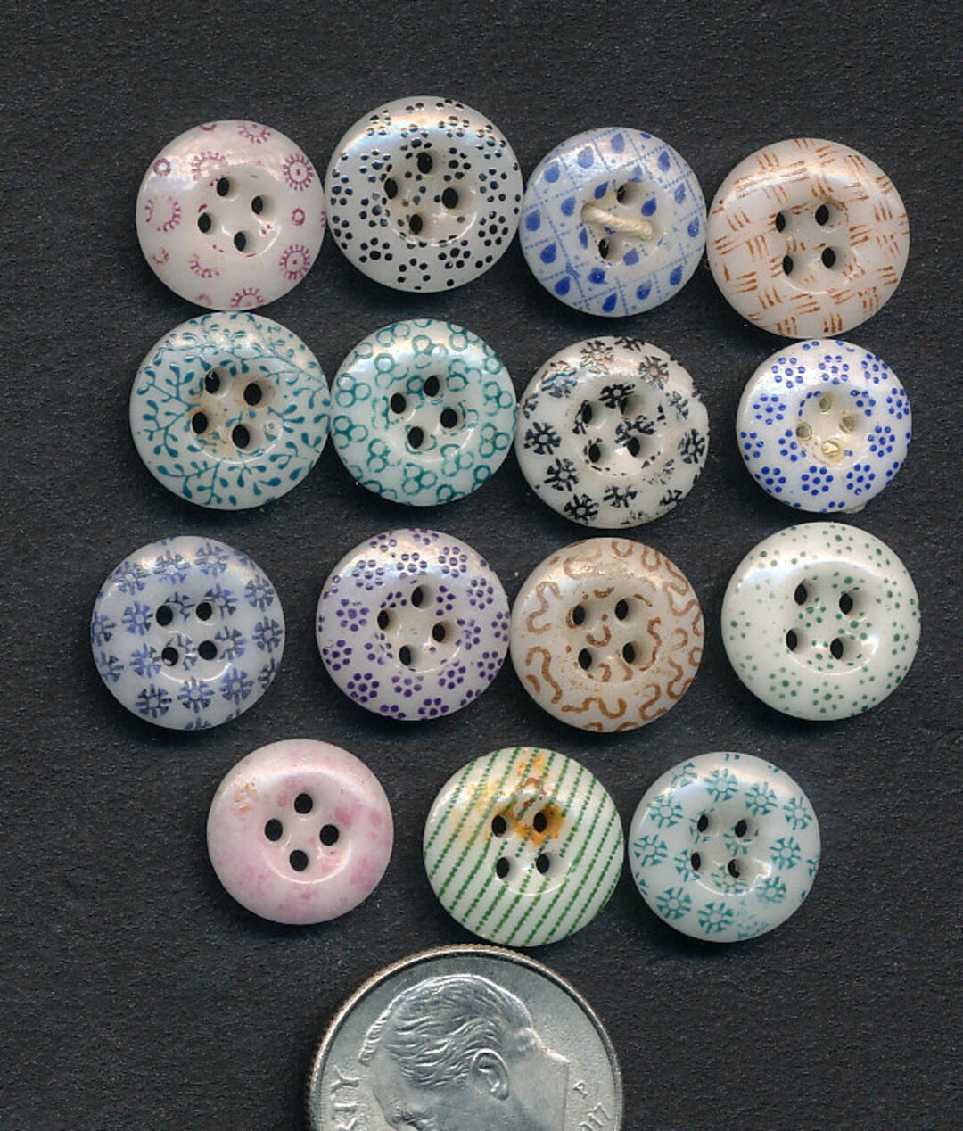 Antique China Calico Buttons lot F 15 Buttons Ca. 1870's - Etsy