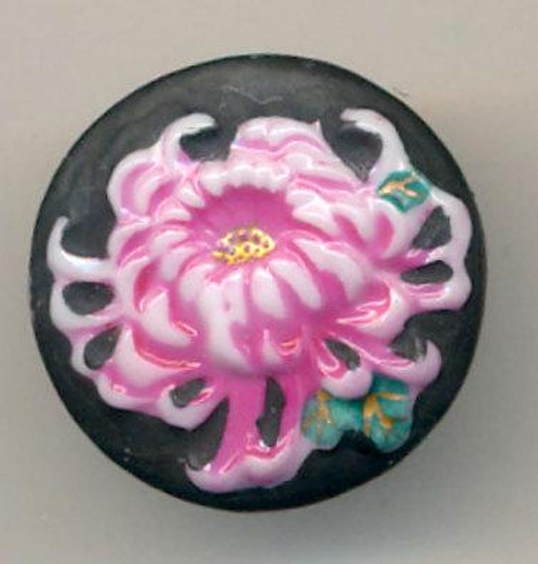 Vintage Arita Button- Japanese Arita Porcelain Pink Mum - Etsy