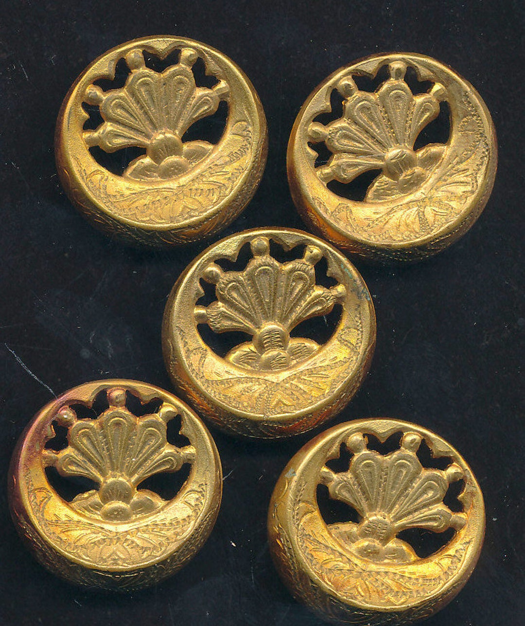 Antique Victorian Brass Buttons - Matching Set of 5 Pierced Ca. 1890's ...