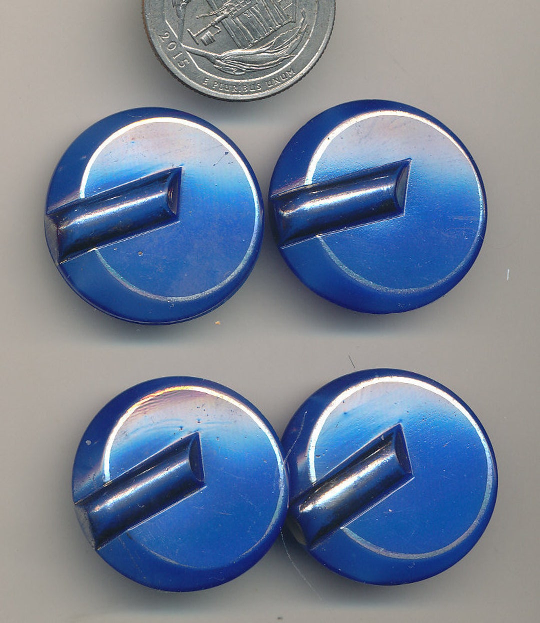 Vintage Bue Glass Buttons Set of 4 Matching Deco Design Ca. 1960's - Etsy