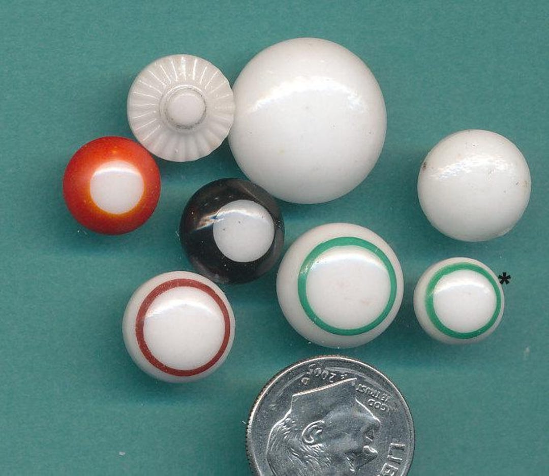 Antique China Button Lot#6 Lot of 8 Birdcage Shanks Includes One Dimi ...