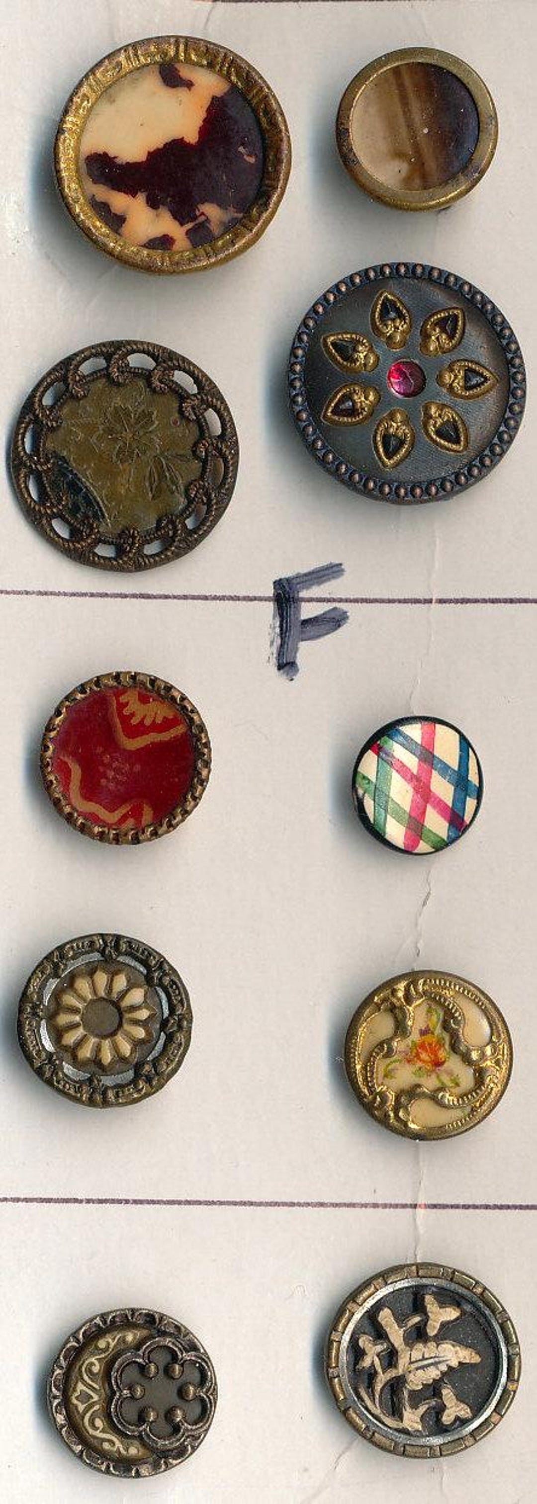 Antique Victorian Celluloid Buttons Lot# F Ca. 1890's Lot of 10 Smalls ...