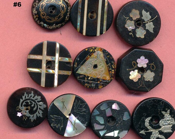 Antique Composition and Horn Inlay Buttons - Lot of 10 Buttons Lot #6 ...