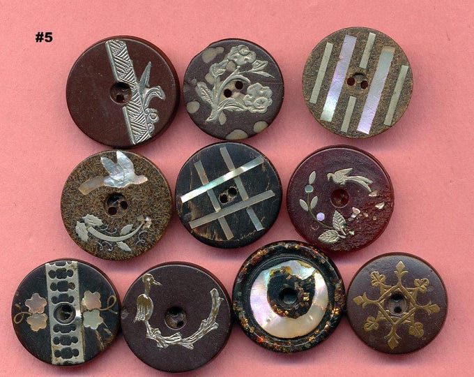 Antique Composition and Horn Inlay Buttons - Lot of 10 Buttons Lot #5 ...