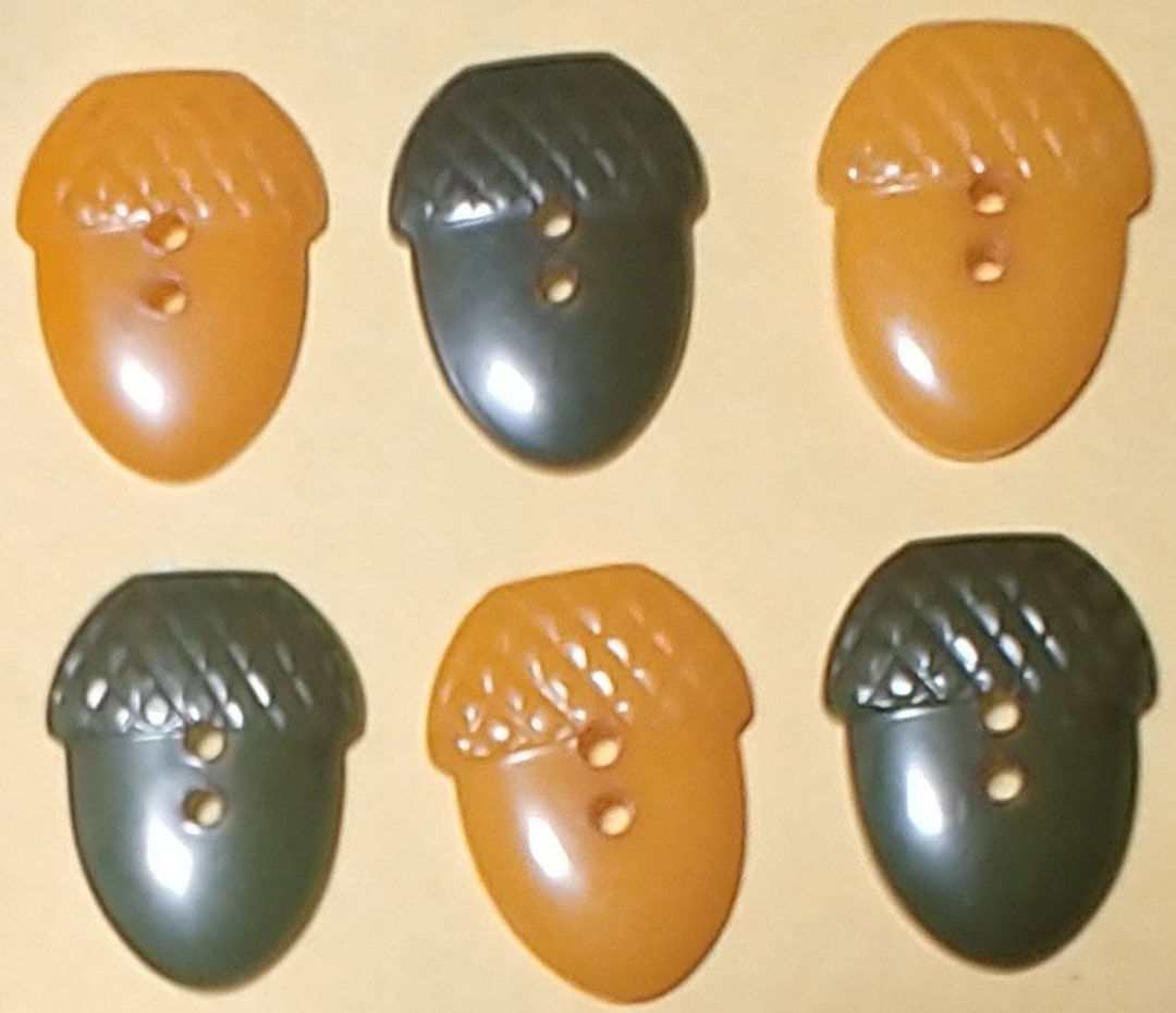Antique Vintage Bakelite Realistic Acorn Buttons- Lot of 6 Ca. 1930's ...