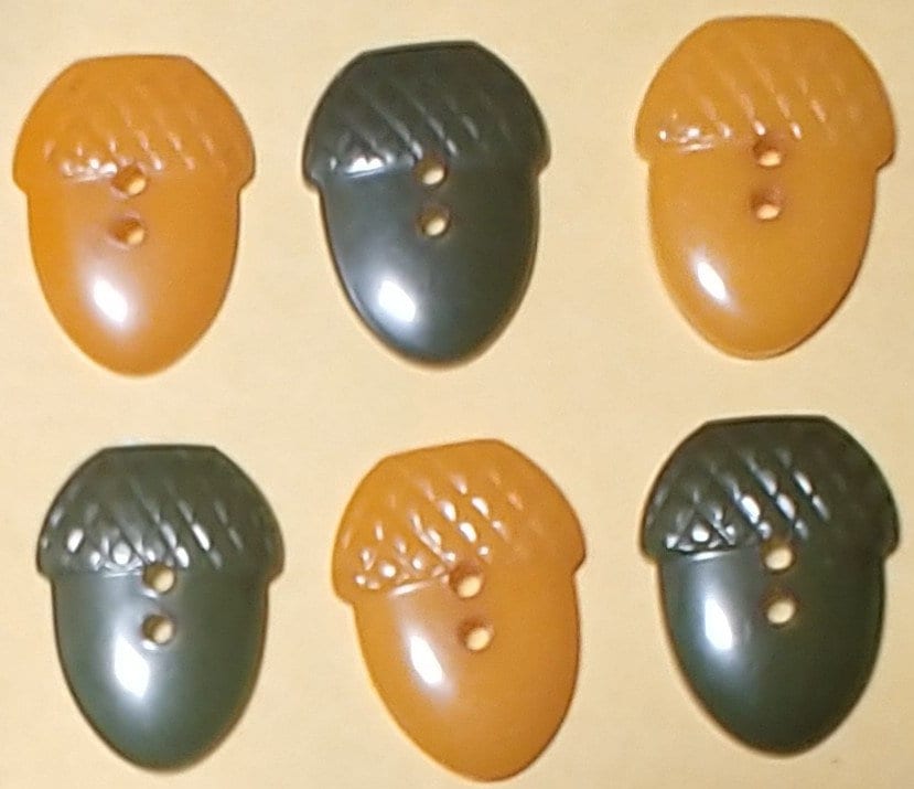 Antique Vintage Bakelite Realistic Acorn Buttons- Lot of 6 Ca. 1930's ...