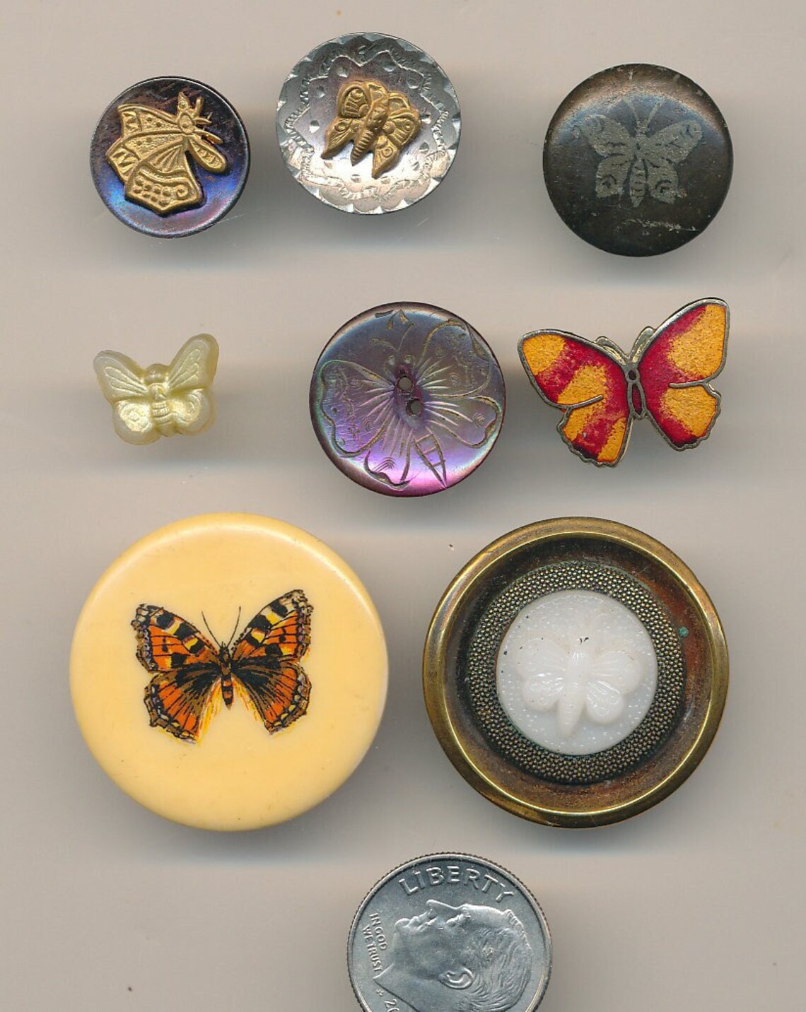 Antique and Vintagebutterfly Buttons A Colllection of 8 Different 1890 ...
