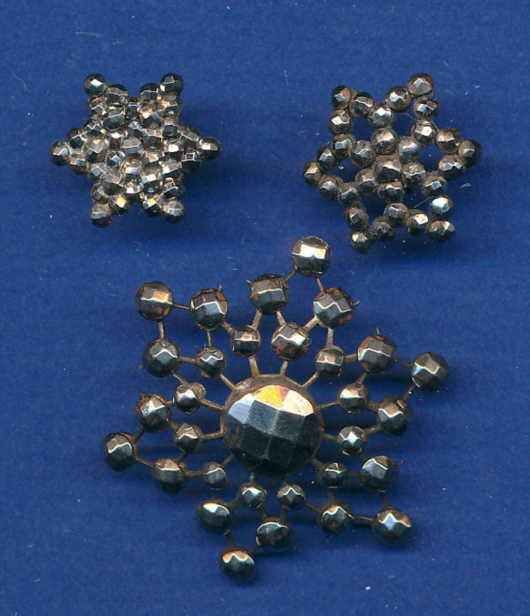Antique Button Large Cut Steel Victorian Buttons Star Shapes Lot of 3 ...