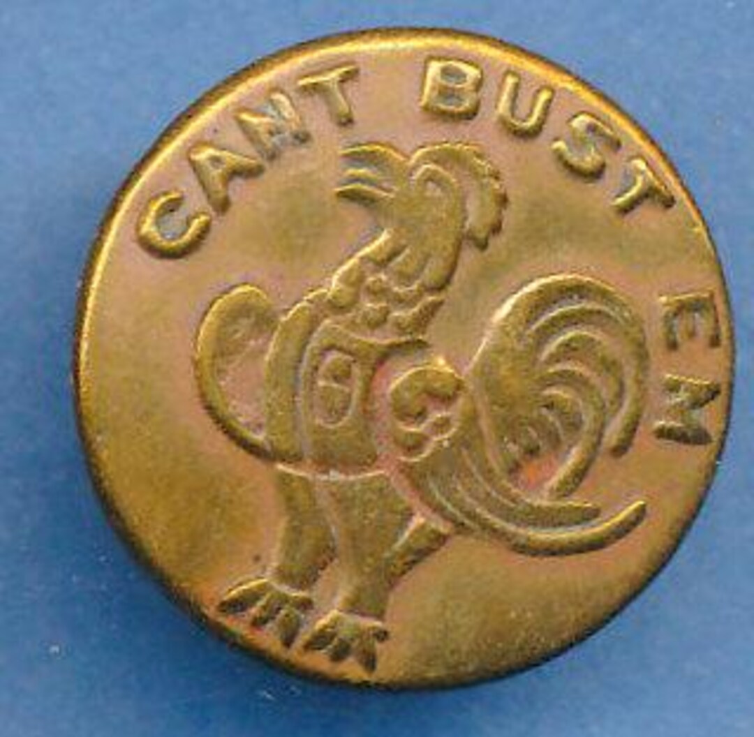 Antique Work Clothes Overall Wobble Shank Button ROOSTER - Cant Bust Em ...