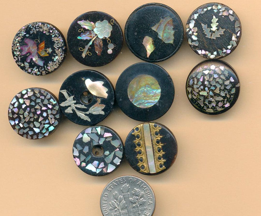 Antique Composition and Horn Inlay Buttons - Lot of 10 Buttons Lot #25 ...