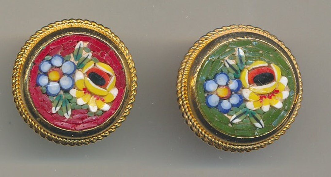 Antique Vintage Mosaic Flower Buttons Lot of 2 Ca. 1950's - Etsy