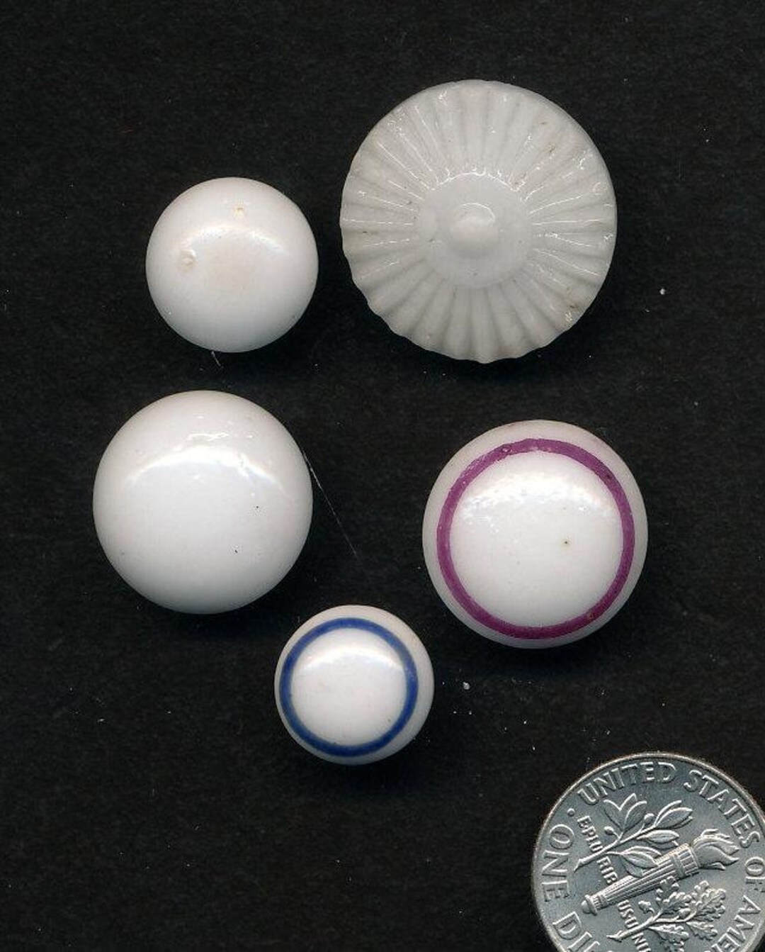 Antique China Button Lot of 5 Birdcage Shanks Includes One Medium Size ...