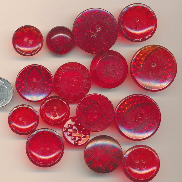 Antique Red Glass Buttons - Etsy