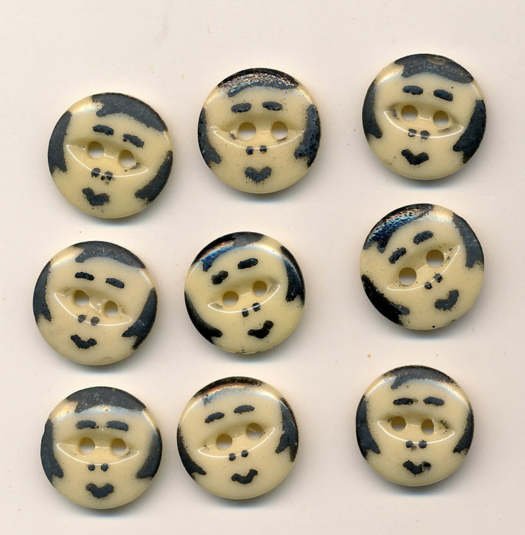 Vintage Antique China Buttons Stencil Faces in Cream and White Lot of 9 ...