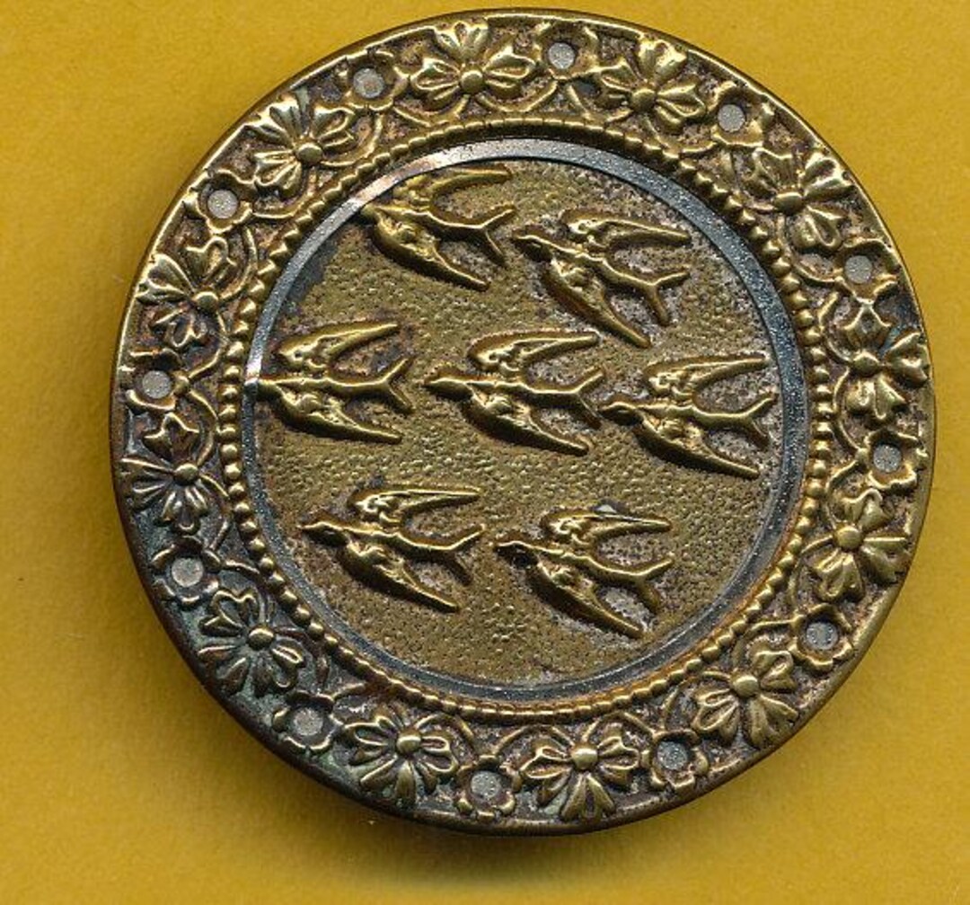 Antique Victorian Brass Bird Button - Flock of Swallows Ca. 1890's - Etsy