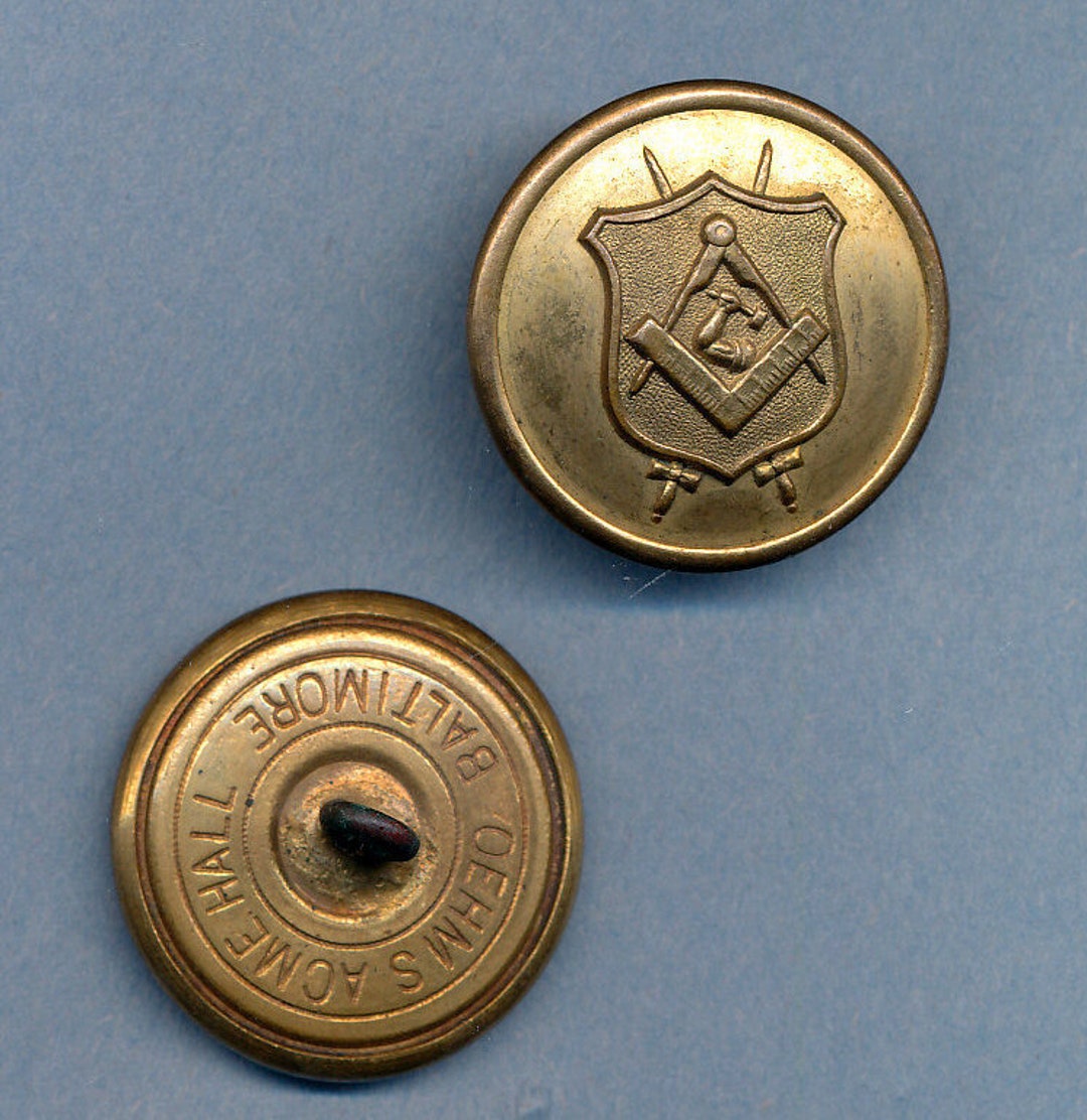 Antique Vintage Button - Masonic Symbol Uniform Button Backmark Oehms ...