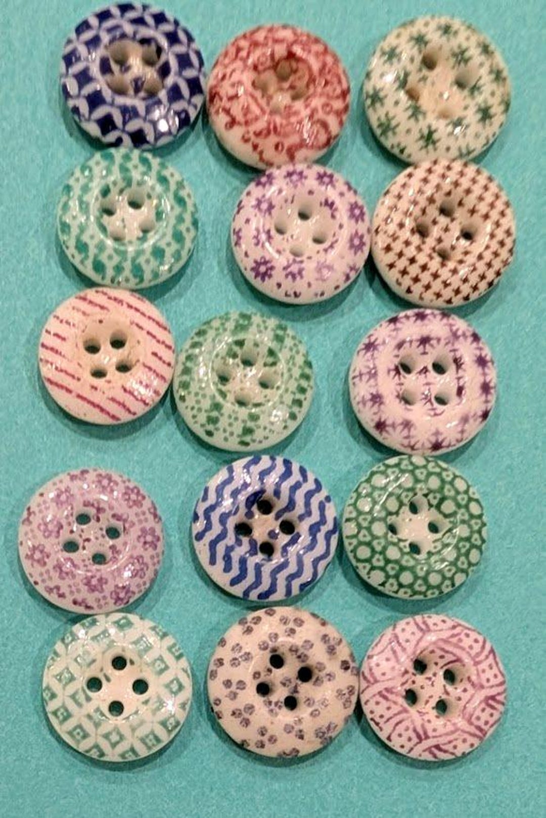 Antique China Calico Buttons -lot #25-31 - 15 Buttons Ca. 1870's - Etsy
