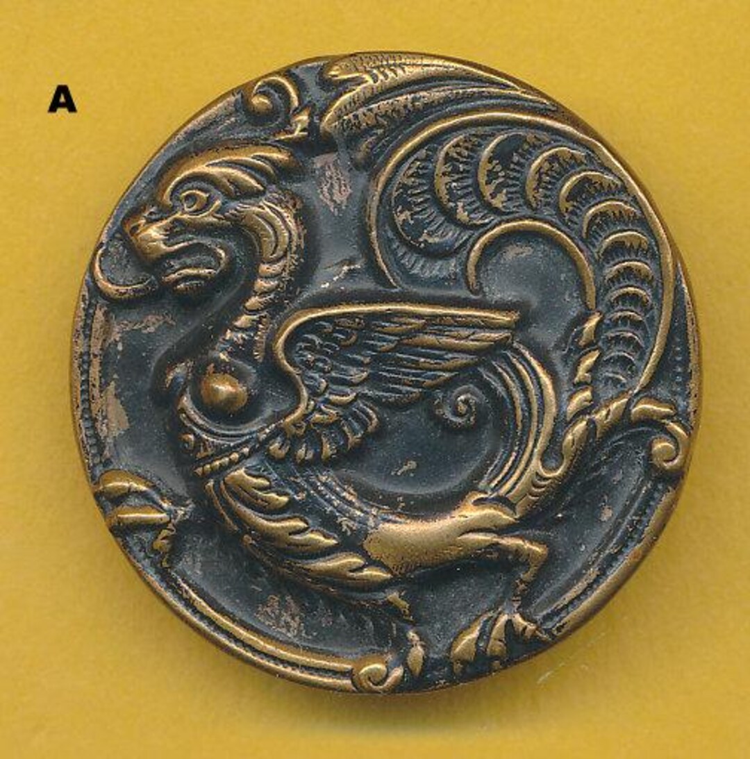 Antique Brass Dragon Button #A Ca. 1890's Think Game of Thrones - Etsy