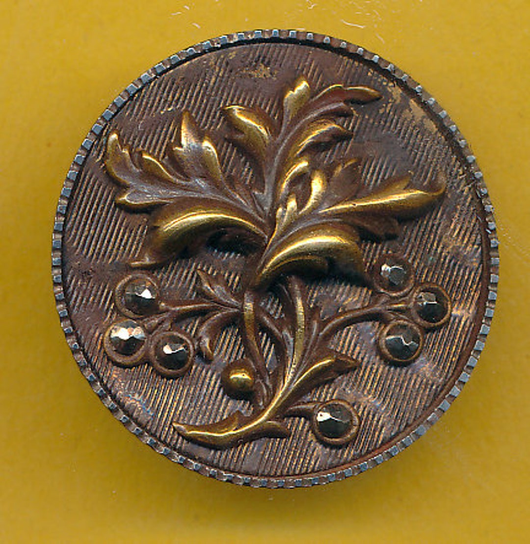 Antique Victorian Steel Cup Button Berries and Leaves Large 1-1/4 Ca ...