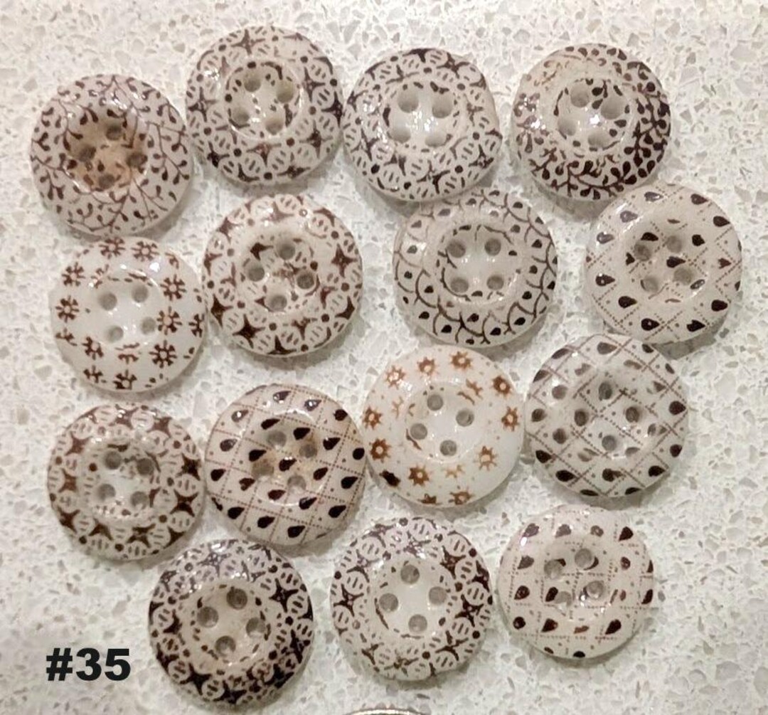 Antique China Calico Buttons -lot #35 - 15 Buttons Ca. 1870's - Etsy