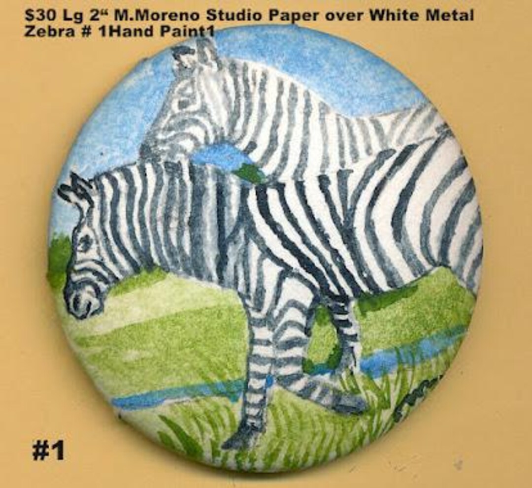 Collectible Zebra Button #1 - Fabric Hand Painted by Matt Moreno and ...