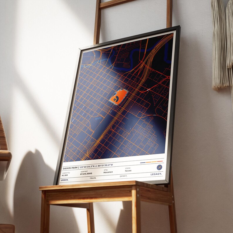 Daikin Park Stadium Map Poster: Modern Room Decor Ideas for Fans ...