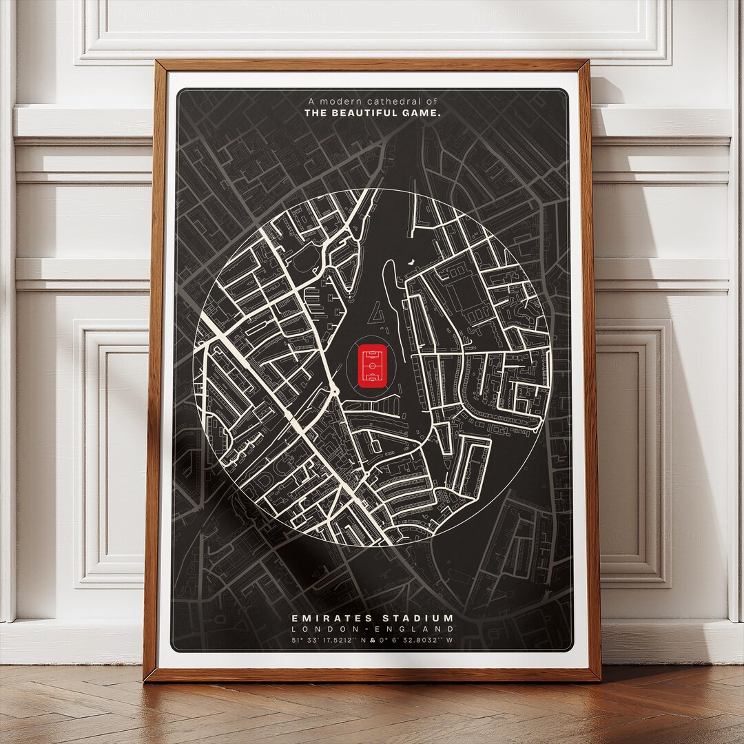 Emirates Stadium Map Poster: Digital Football Fan Gift Ideas (instant ...