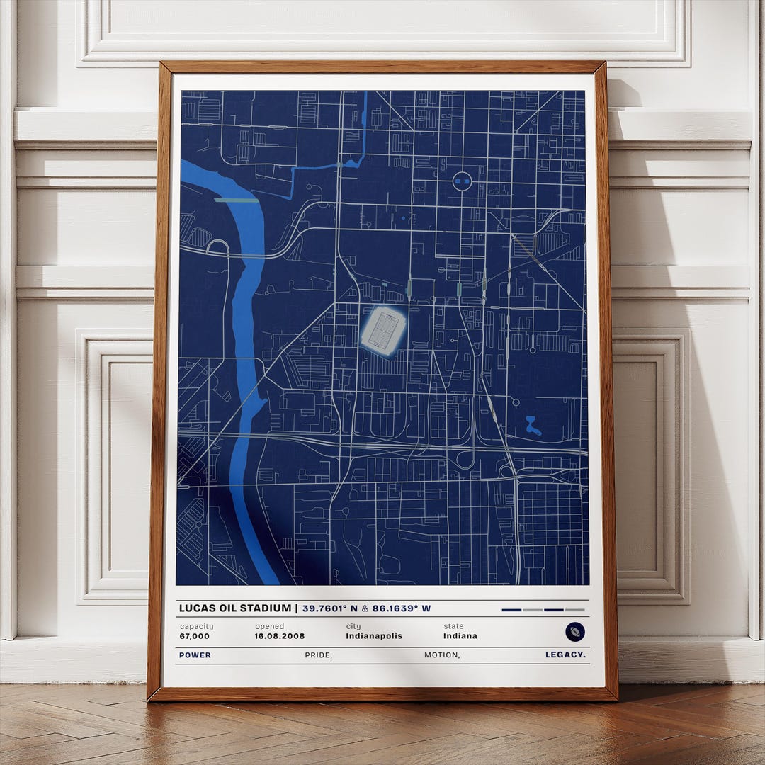 Lucas Oil Stadium Map Poster: Minimalist Unique Gamer Room Decor ...