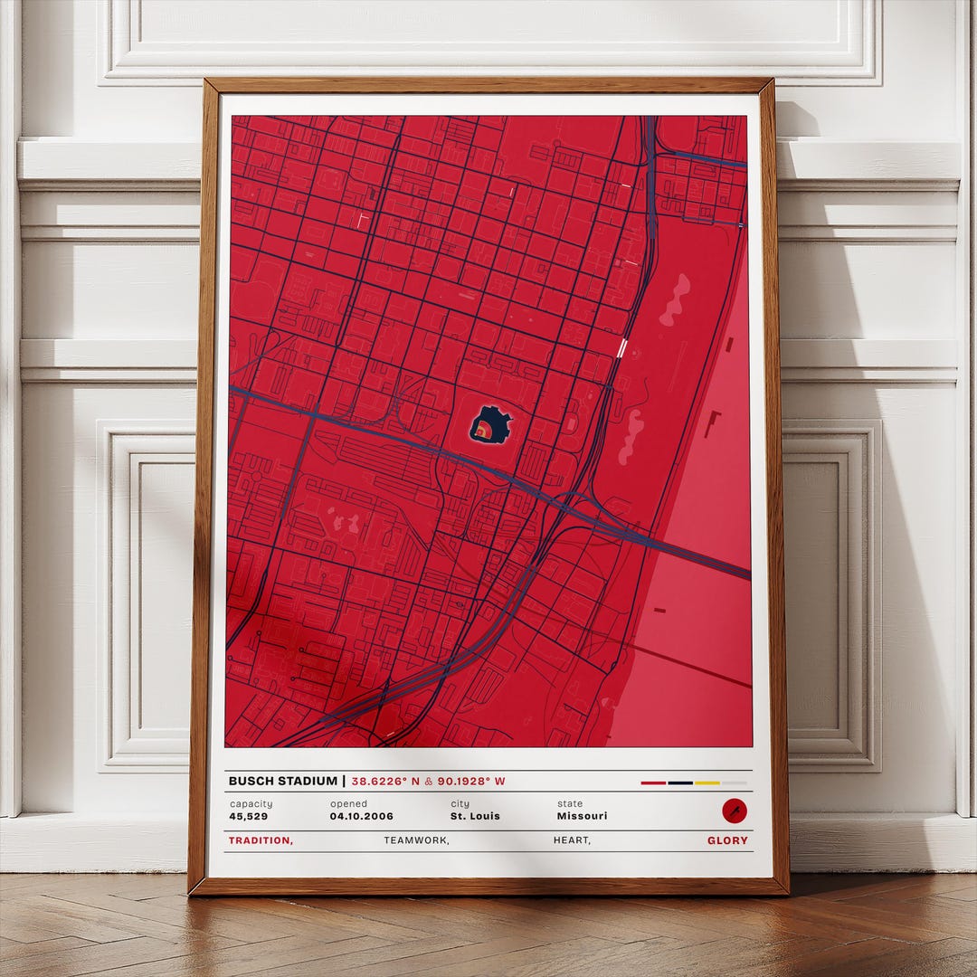 Busch Stadium Map Poster: Gift Ideas for Baseball Fans (digital ...