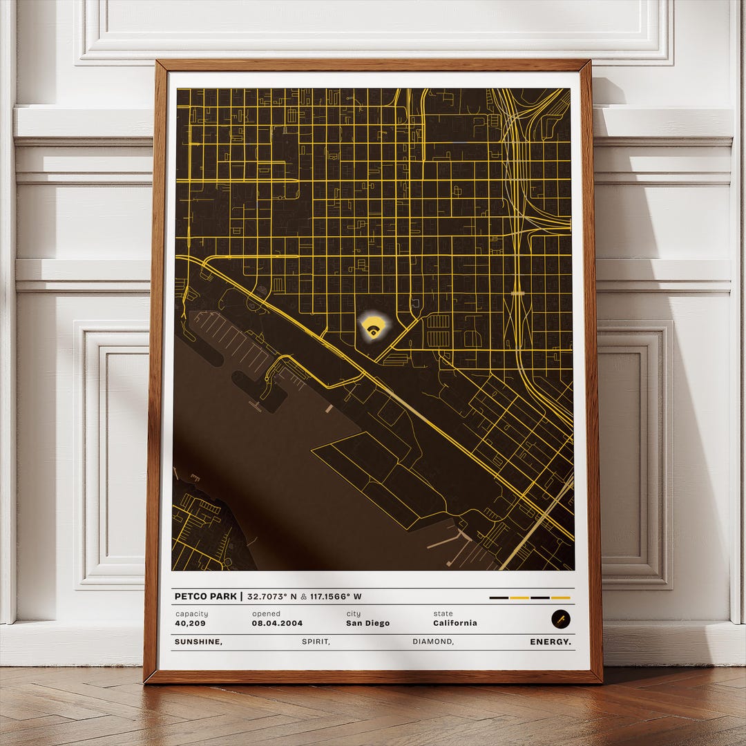 Petco Park Stadium Map Poster: Mid Century Modern California City ...