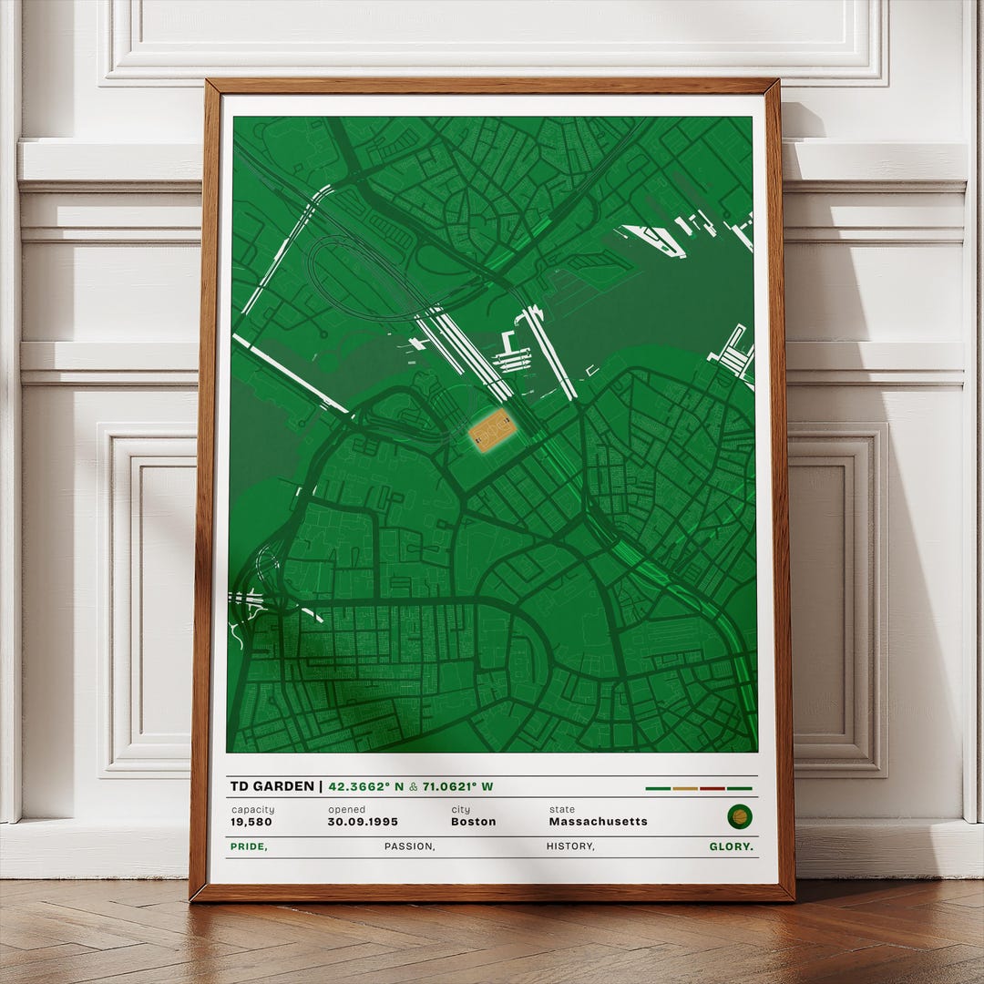 TD Garden NBA Stadium Map Art Print: Boston Celtics Decor (digital ...