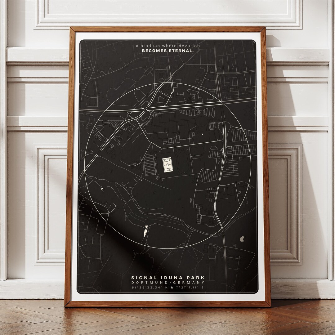 Signal Iduna Park Stadium Map Poster: Dortmund Location Wall Art ...