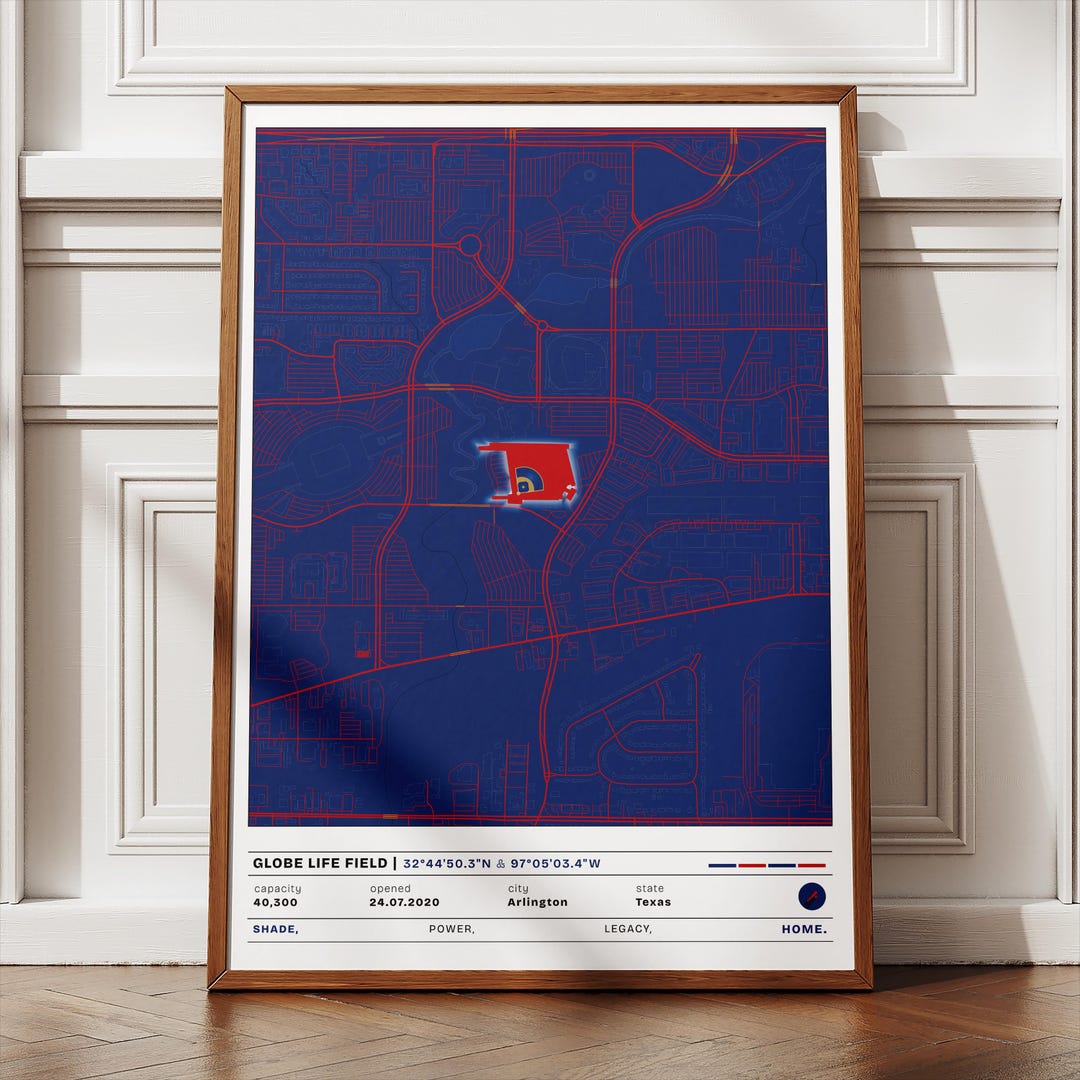 Globe Life Field Stadium Map Poster: Gift Ideas for Baseball Fans ...