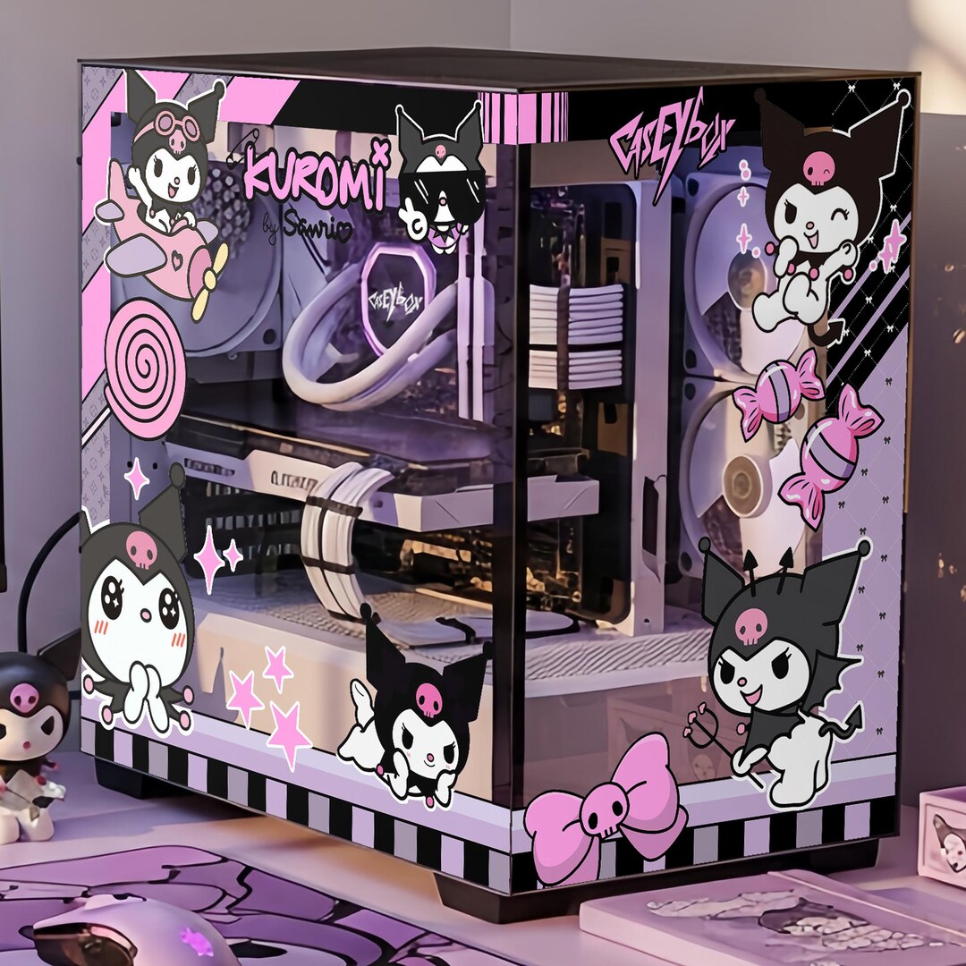 Cute Kuromi PC Case Sticker Skin – Kawaii Anime Pc Case Skin for Custom ...