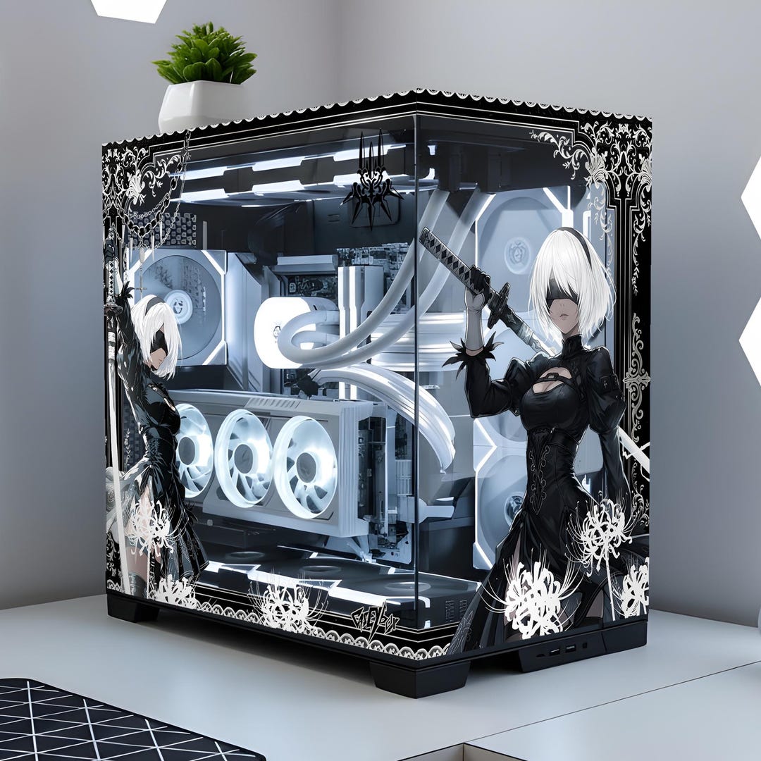 2B Custom PC Case Skin, Nier Automata Gaming PC, Dark Gothic Aufkleber ...