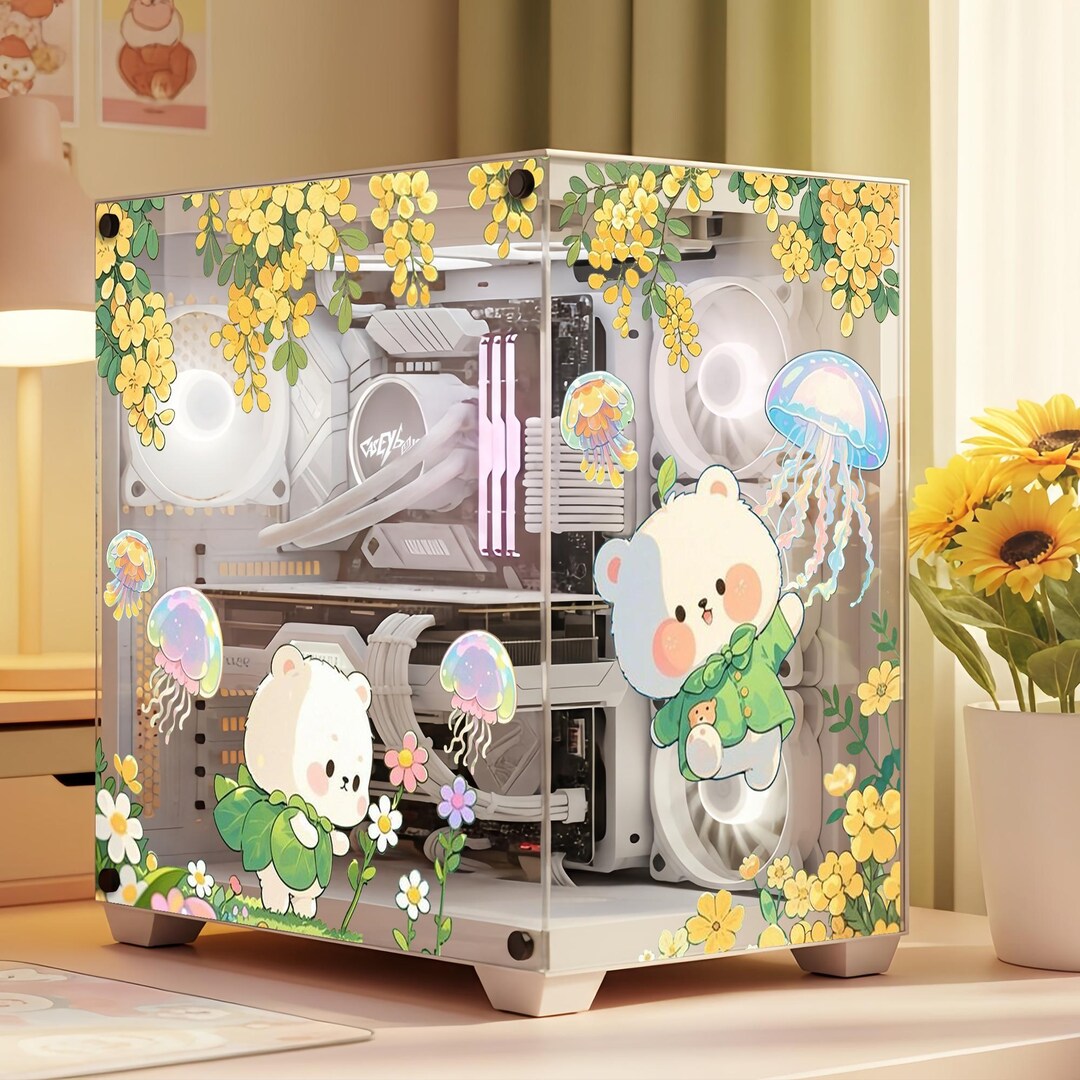 Kawaii Bear PC Case Skin: Cute Anime Gaming PC Decal - Sticker - Etsy ...
