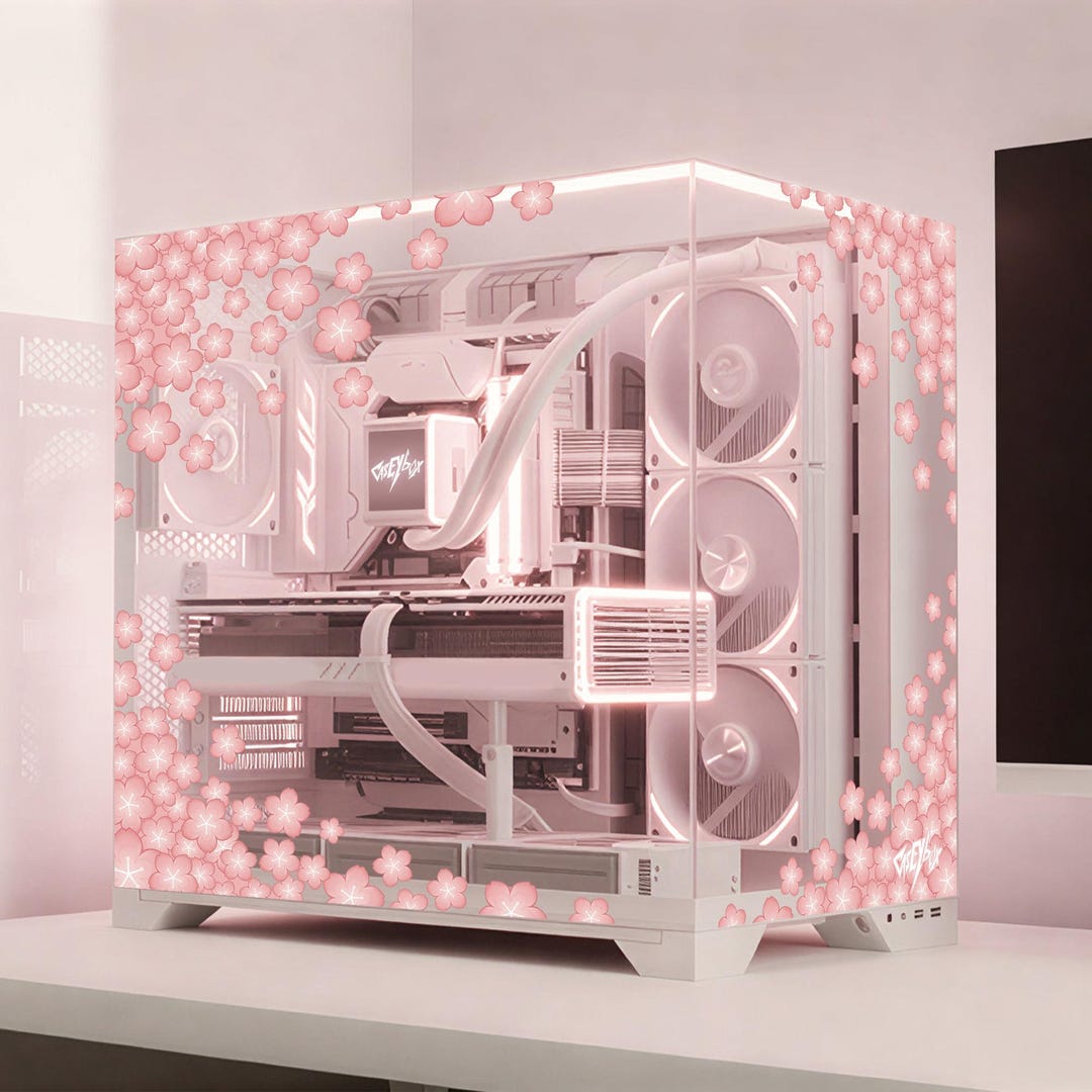 Sakura Themed PC Case Skin, Sticker - Cherry Blossom Gaming Pc, Decal ...